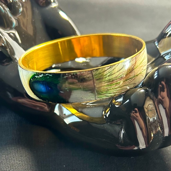 Vintage | Jewelry | Vtg Beautiful Brass And Enamel Peacock Feather ...